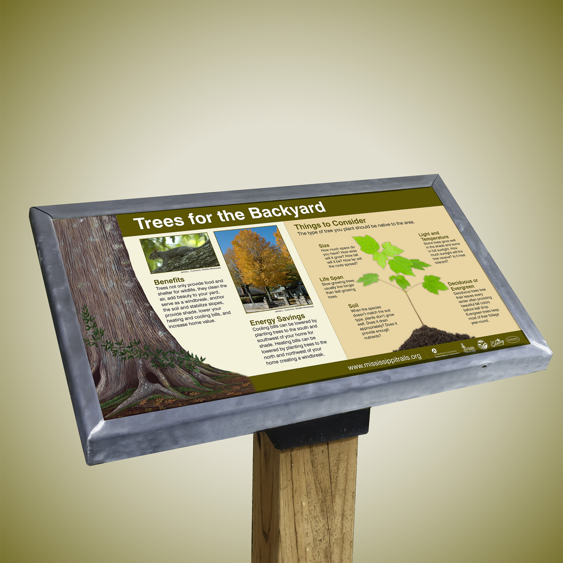 Outdoor Interpretive sign design Trees for the Backyard - Kathy Jacobs ...